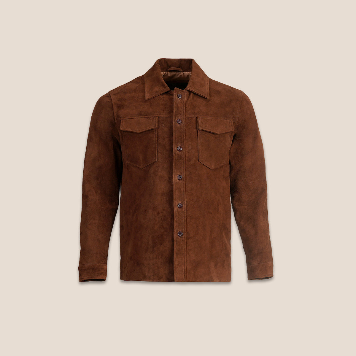 Auren Brown Suede Leather Shirt | AllStone Leather
