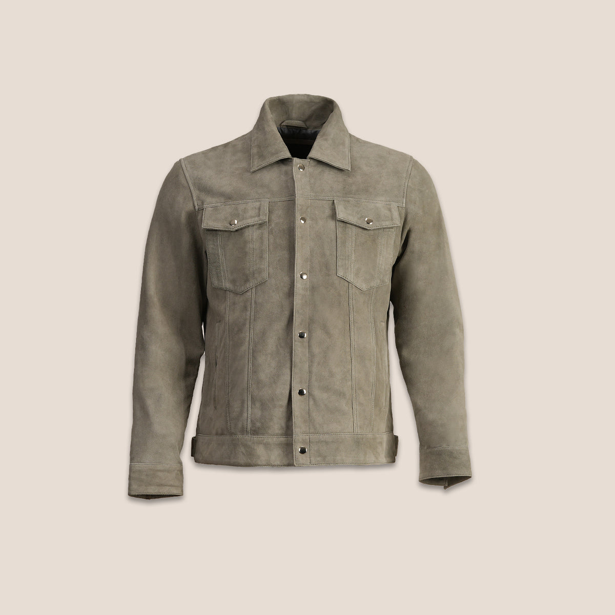Slade Grey Suede Leather Trucker Jacket | AllStone Leather